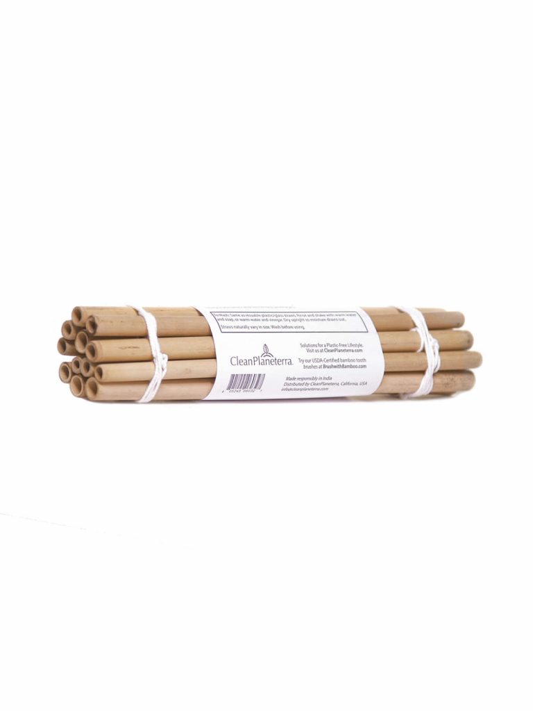 Bamboo Drinking Straws 12-Pack - Brush with Bamboo